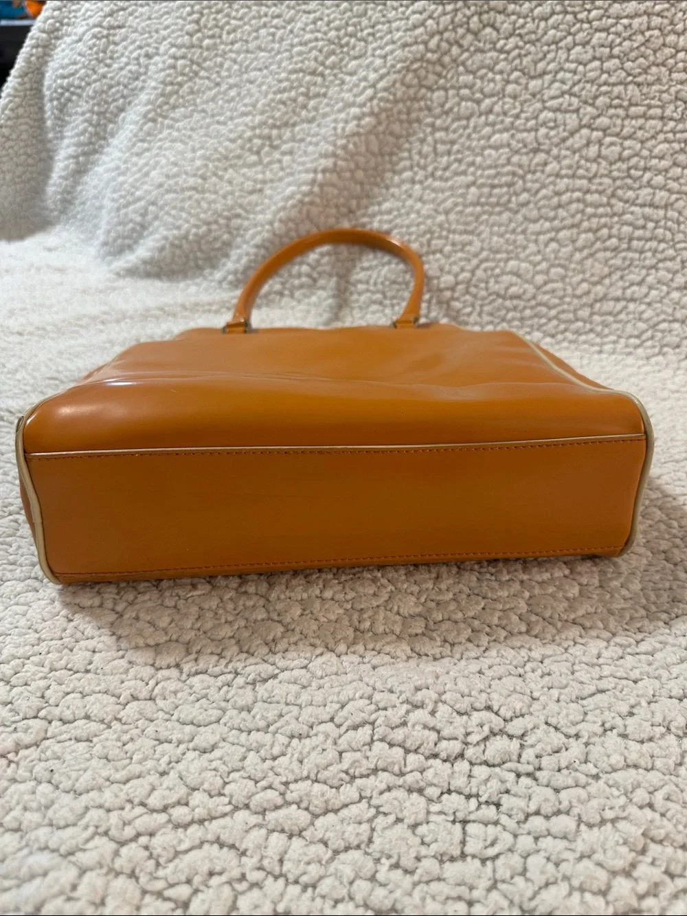 Liz Claiborne | Bags | Vintage Liz Claiborne Orange Tan Glossy ...
